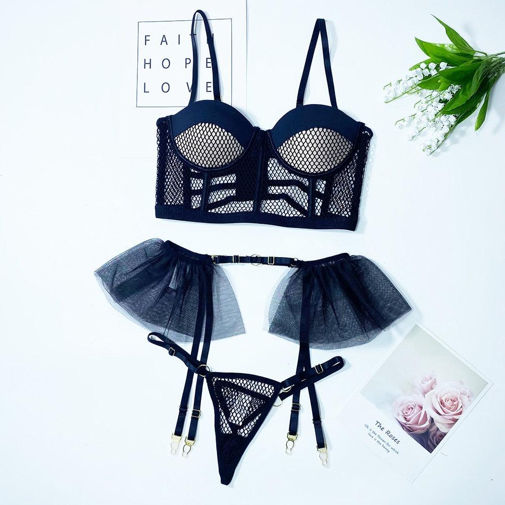 Mesh Ruffle Lingerie Set – The Burner Shop